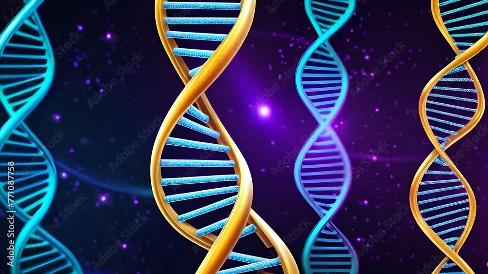 Human DNA Illustration: Microscope View on Futuristic Helix Background ...