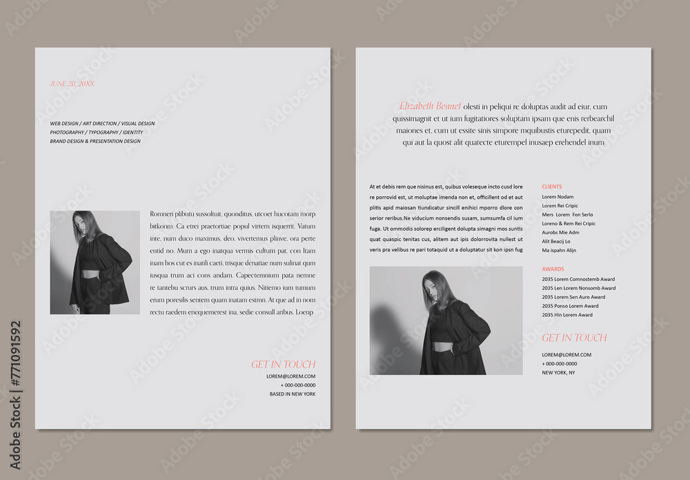 Minimalist Resume Layout with Cover Letter Template and Photo Stock ...