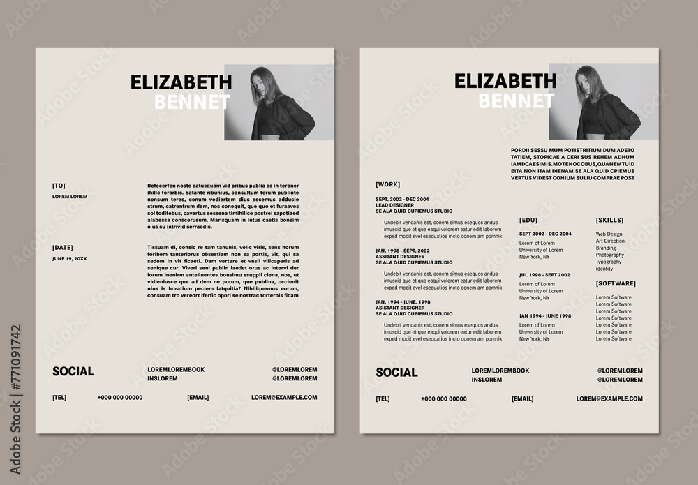 Modern Resume and Cover with Photo Stock Template | Adobe Stock