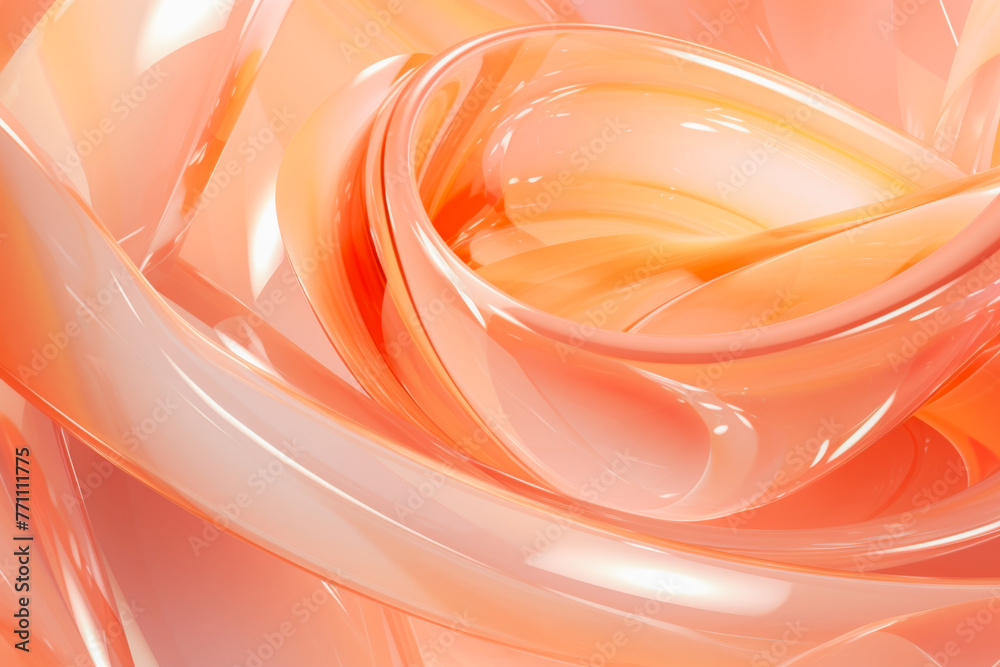 Abstract geometric peach fuzz background with glass spiral tubes, flow ...