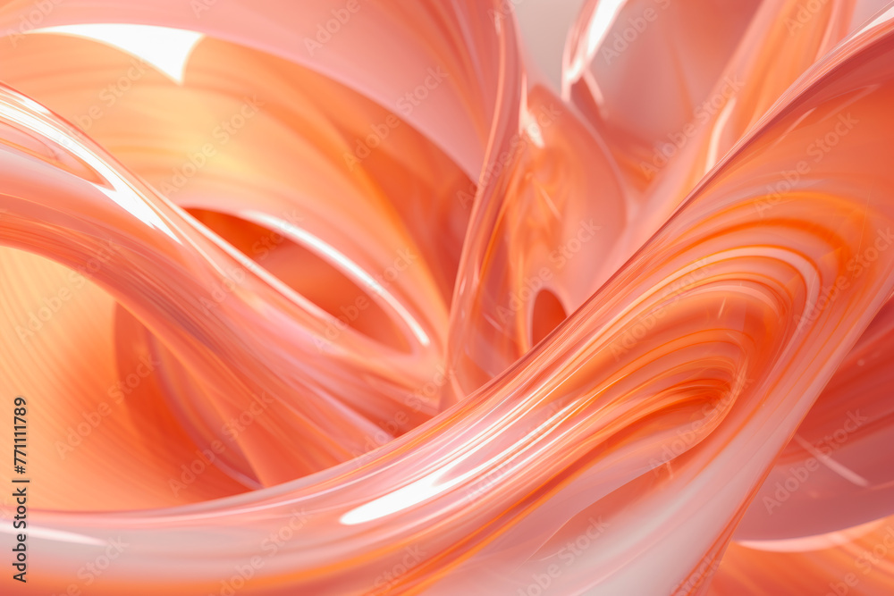 Abstract geometric peach fuzz background with glass spiral tubes, flow ...