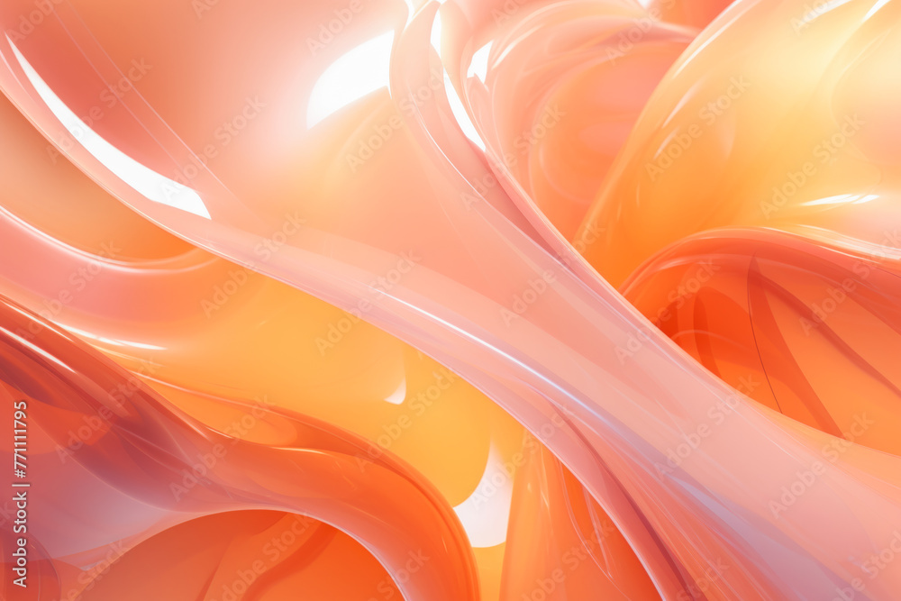 Abstract geometric peach fuzz background with glass spiral tubes, flow ...