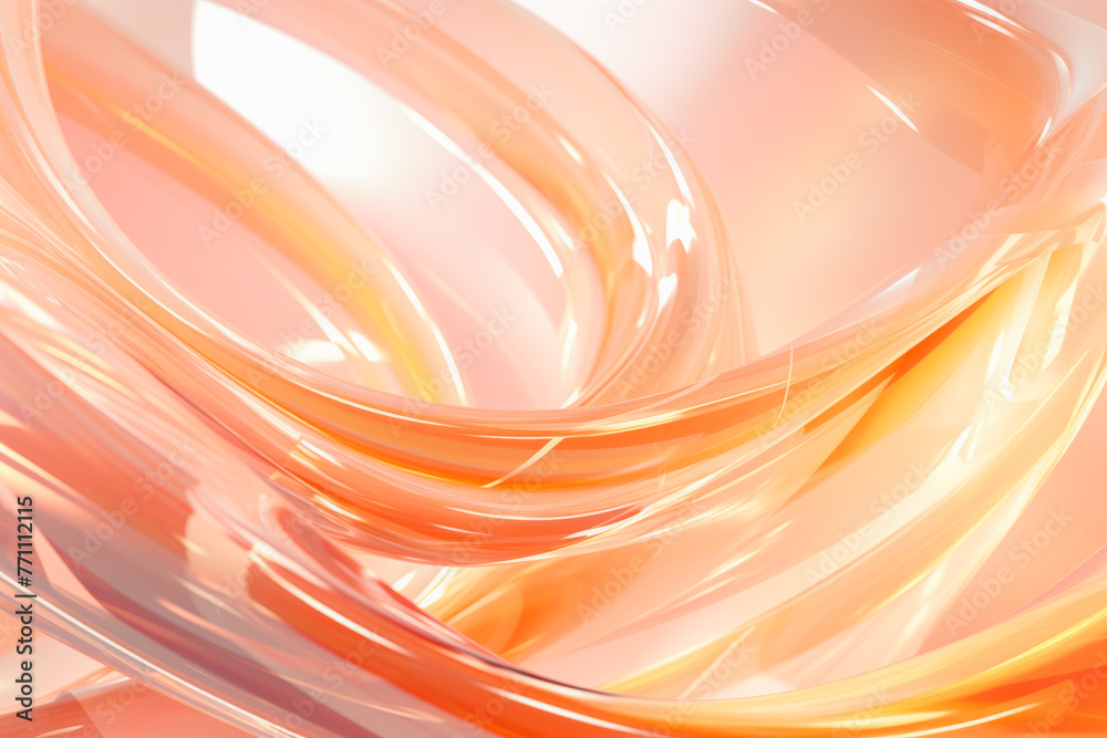Abstract geometric peach fuzz background with glass spiral tubes, flow ...