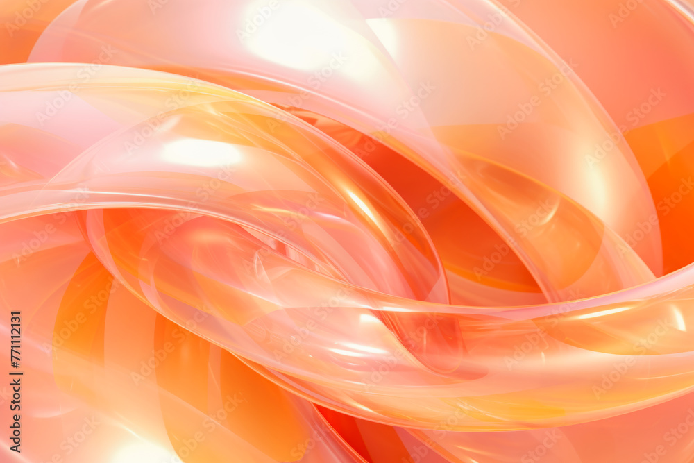 Abstract geometric peach fuzz background with glass spiral tubes, flow ...