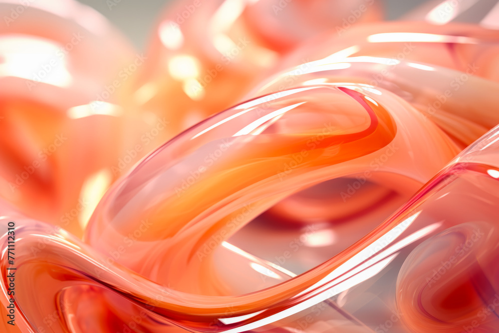 Abstract geometric peach fuzz background with glass spiral tubes, flow ...