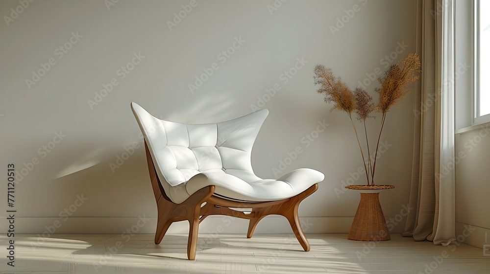 white backgroud,he lounge chair is made from a wooden frame ...