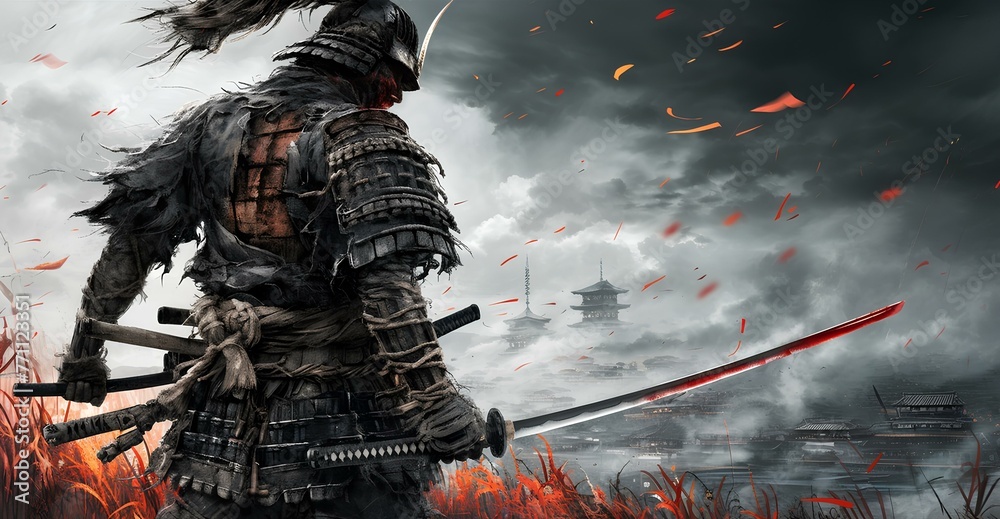 A character design of as an legendary samurai. Japanese animation style ...