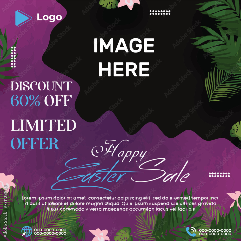 Easter day festival sale instagram post and social media banner design template | Easter day ...
