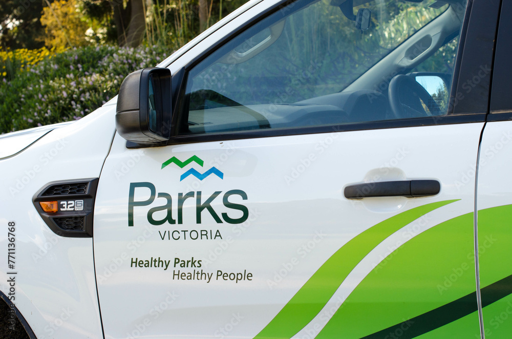 Melbourne, VIC/Australia-June 23rd 2020: the logo of Parks Victoria on ...