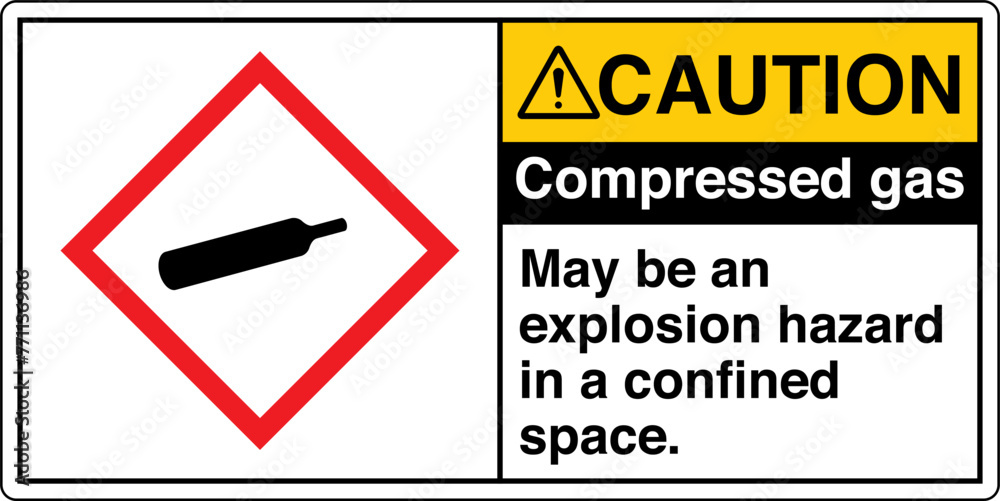 ANSI Z535 CAUTION GHS Chemicals Label and Hazard - Compressed gas may ...