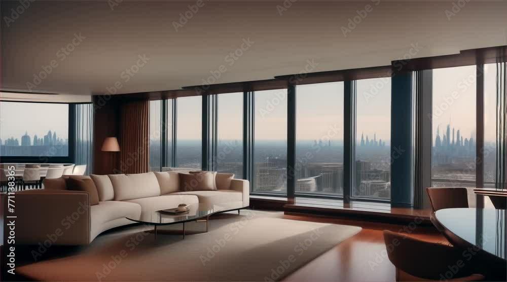 Modern living room interior with sofa and contemporary furniture in a ...