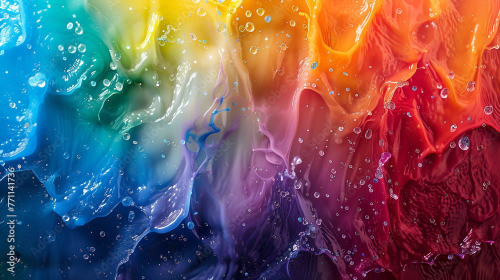 Rainbow hues merge with water, a dance of color and light. Concept ...