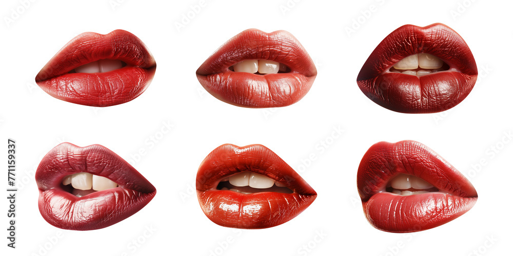 Collection of women's lips isolated on a transparent background, PNG ...