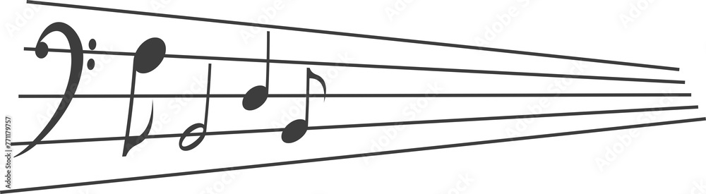 music clefs and nota elements on transparent, png. Concept of melody ...