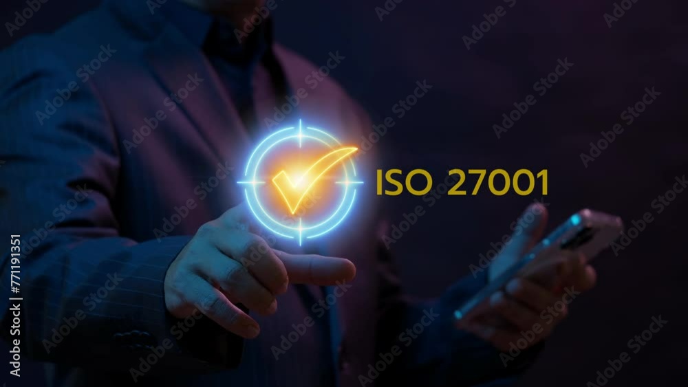 ISO 27001 concept. Requirements, certification, management, standards ...