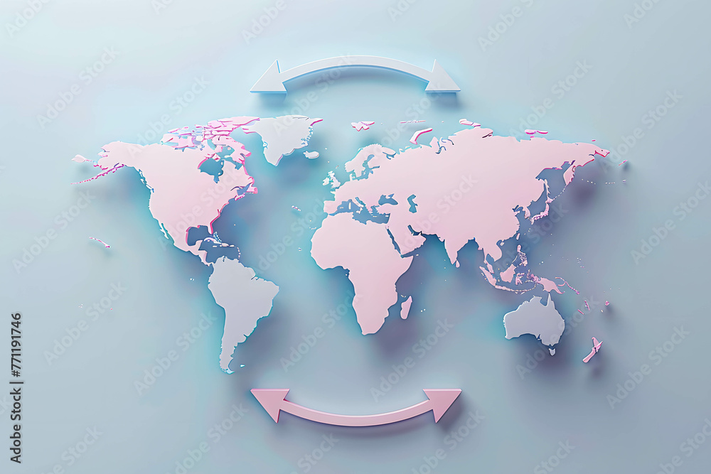 world map with arrows around it, representing global trade and business ...