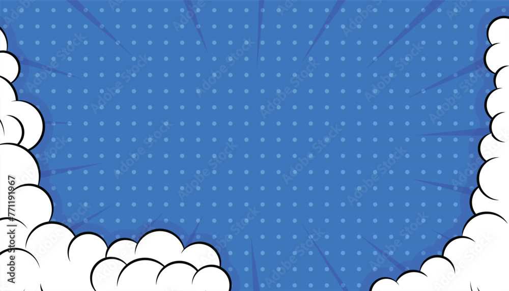 Comic cartoon background with cloud illustration. cloud cartoon in ...