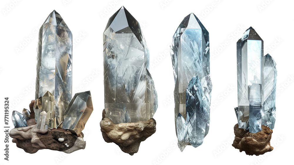 Danburite Gemstone Collection: Top View Isolated Crystals on ...