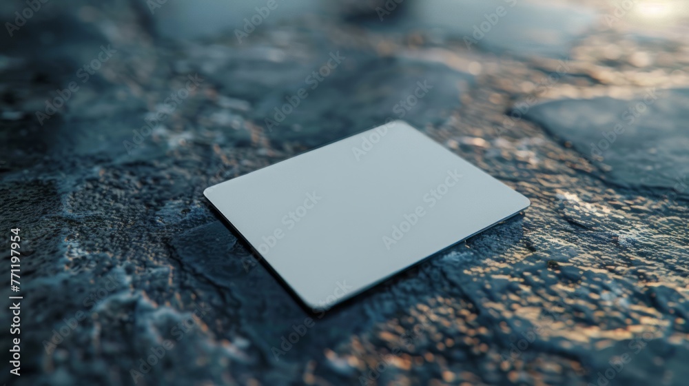 Image of a blank identification card on a textured surface with light ...