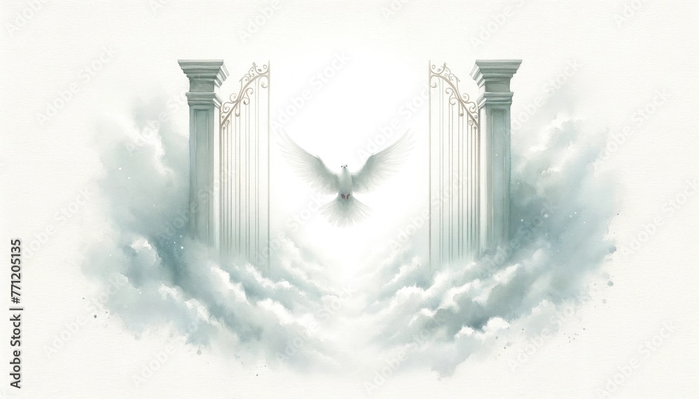 Ascending Dove. Ascension. Holy Spirit ascending in the sky. Digital ...