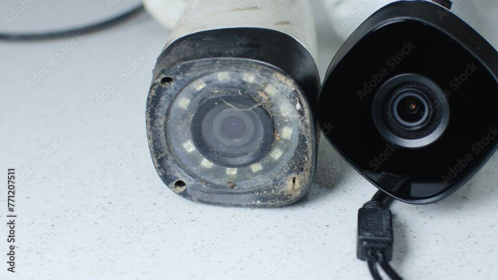 Security Camera - Detail of an old and modern security circuit camera ...