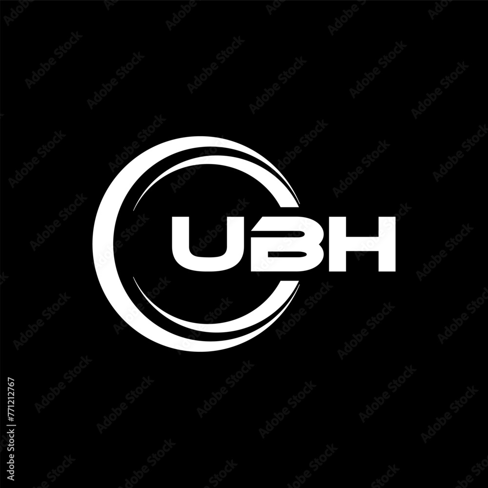 UBH letter logo design with black background in illustrator, cube logo ...