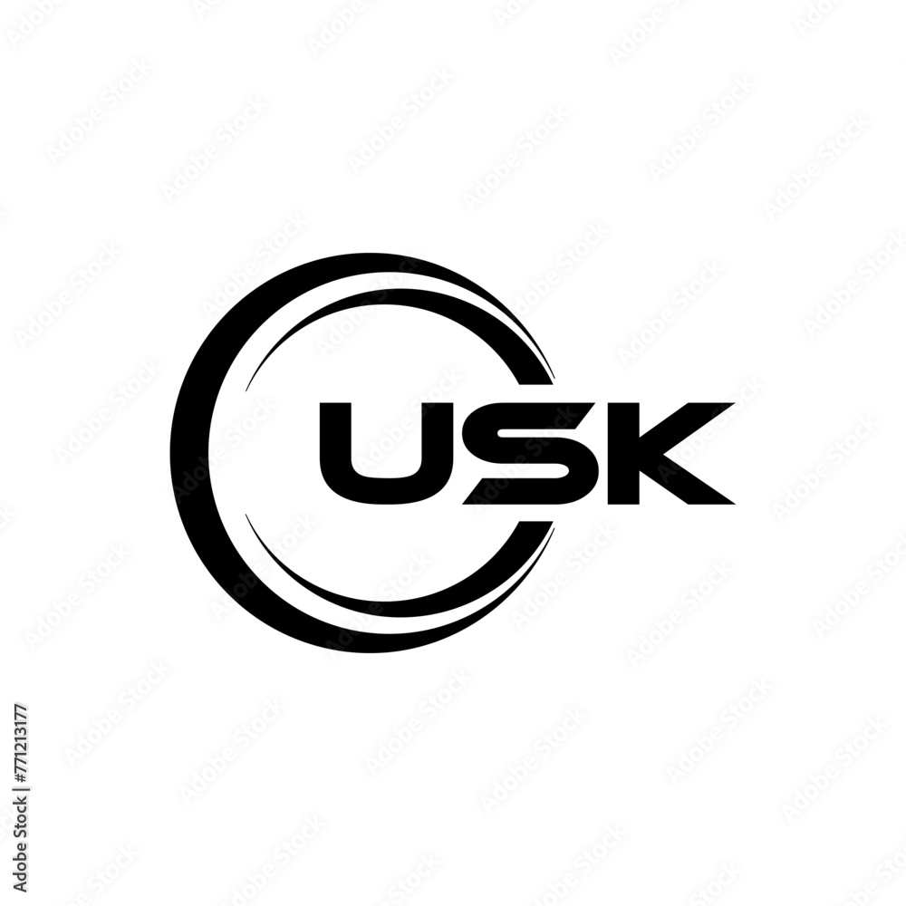 USK letter logo design with white background in illustrator, cube logo ...