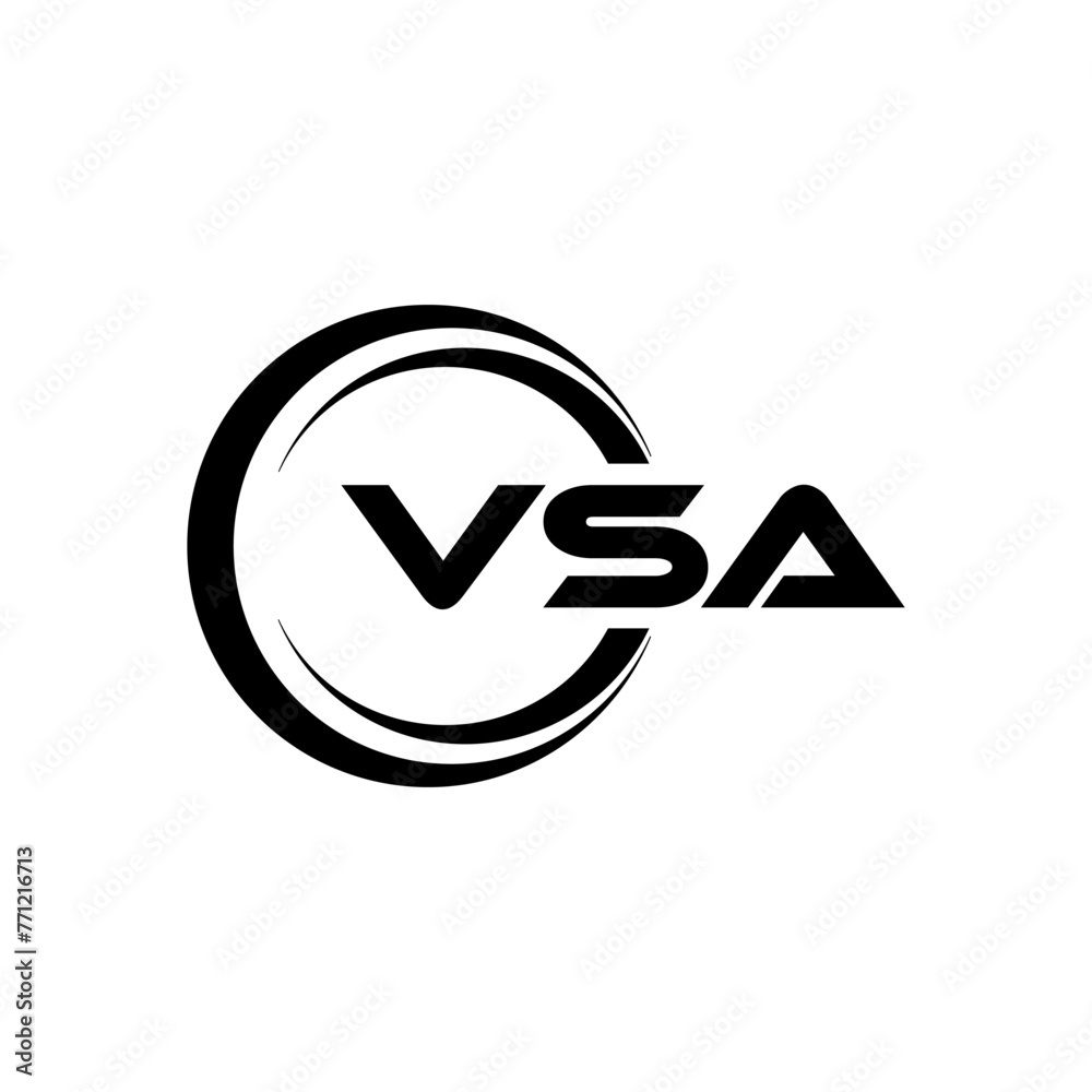 VSA letter logo design with white background in illustrator, cube logo ...