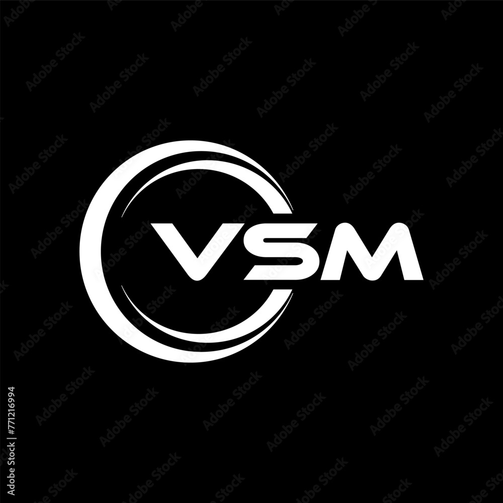 VSM letter logo design with black background in illustrator, cube logo ...