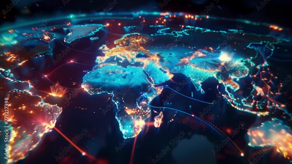 An interactive map animation showcasing the Earth from space at night ...