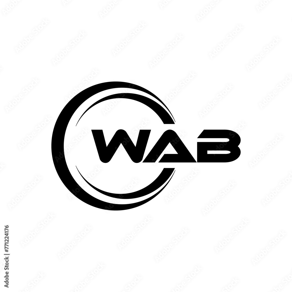 WAB letter logo design with white background in illustrator, cube logo ...