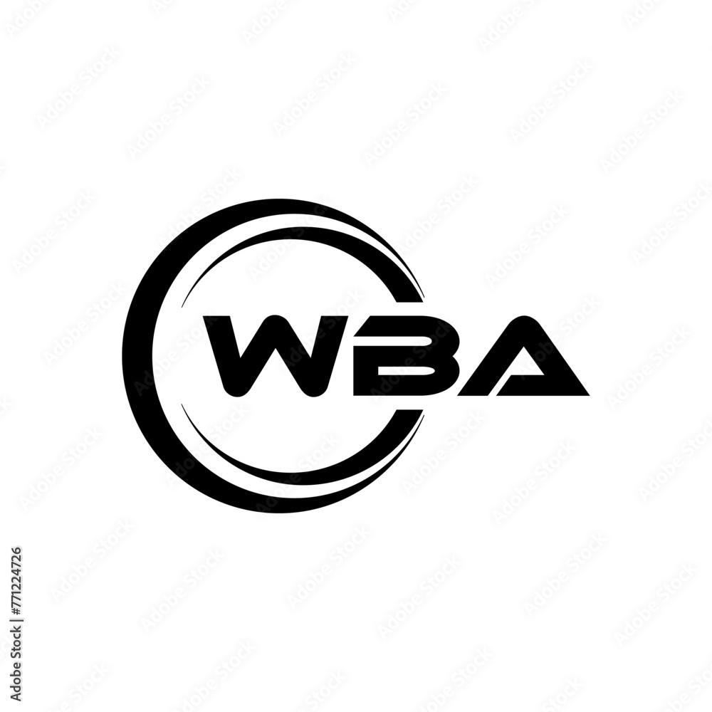 WBA letter logo design with white background in illustrator, cube logo ...