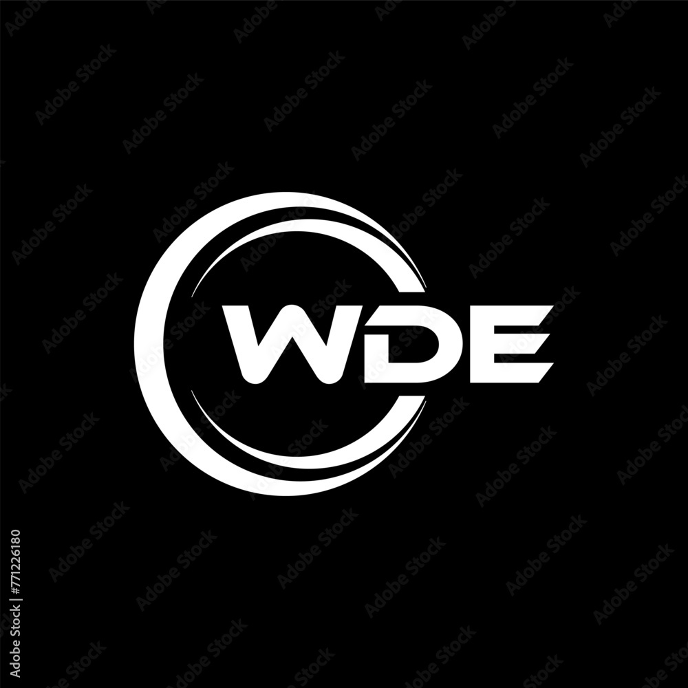 WDE letter logo design with black background in illustrator, cube logo ...