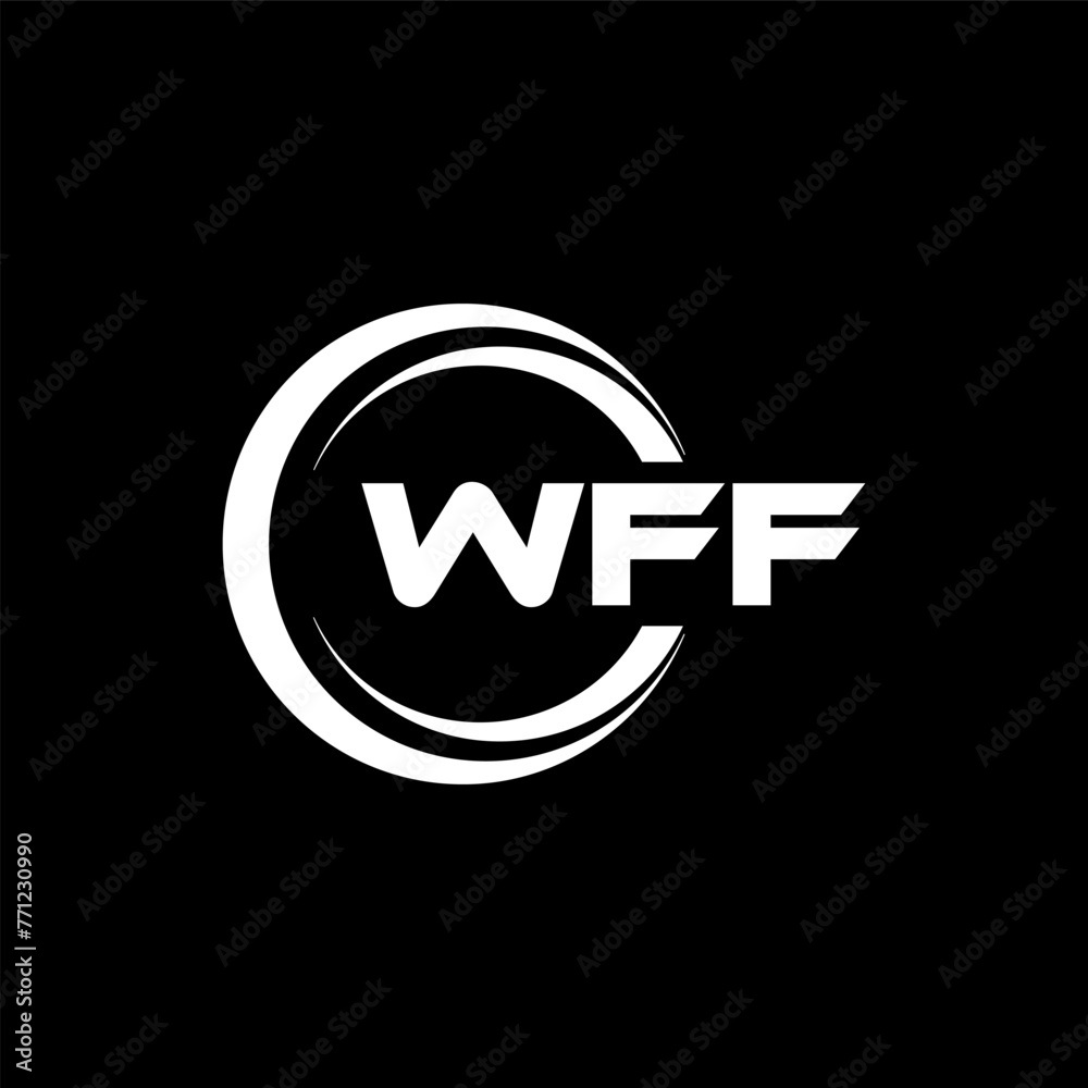 Vecteur Stock WFF letter logo design with black background in ...