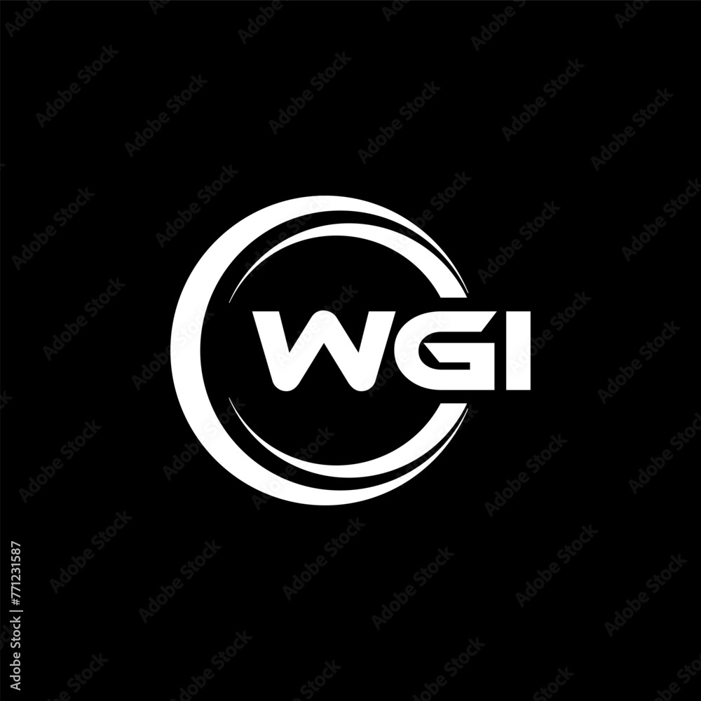 WGI letter logo design with black background in illustrator, cube logo ...