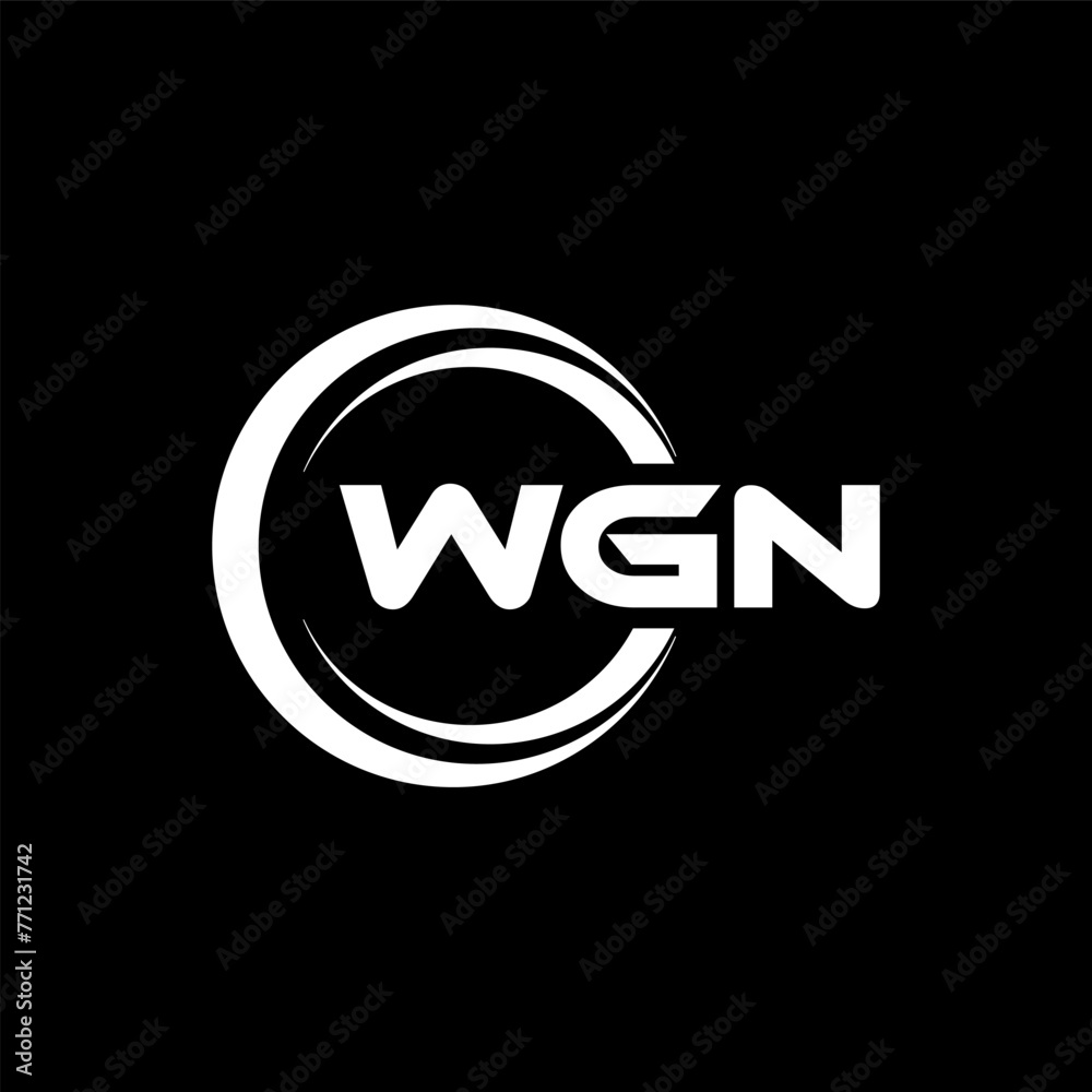 WGN letter logo design with black background in illustrator, cube logo ...