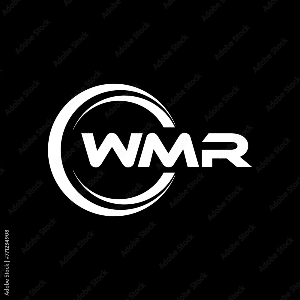 WMR letter logo design with black background in illustrator, cube logo ...