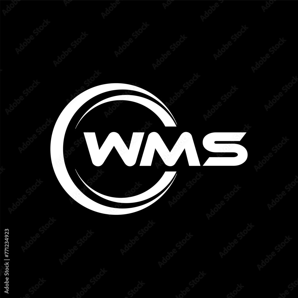 WMS letter logo design with black background in illustrator, cube logo ...