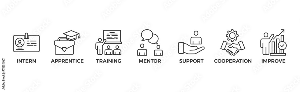 Trainee banner web icon vector illustration concept for internship ...