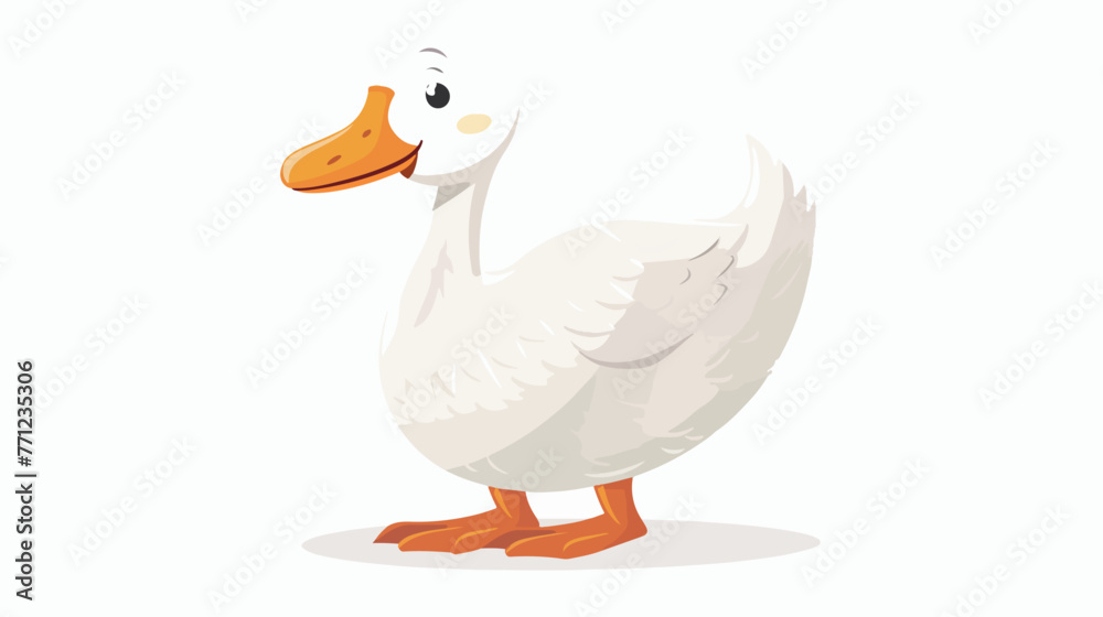 Cartoon cute goose on white background Flat vector isolated Stock ...