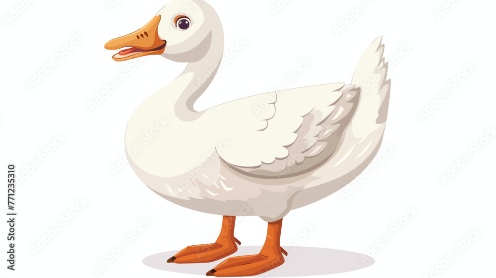 Cartoon cute goose on white background Flat vector isolated Stock ...