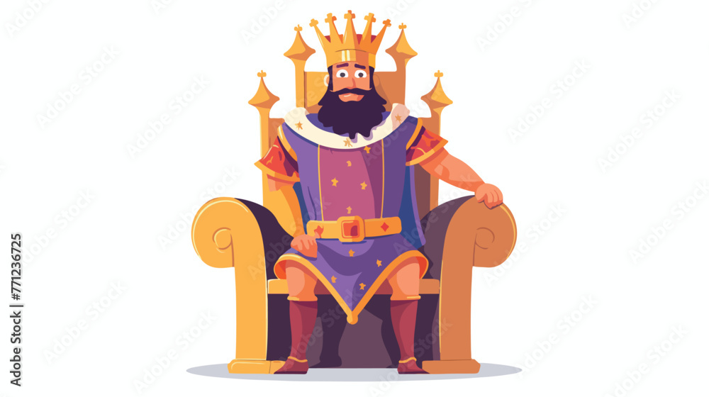 Cartoon king sitting on the throne Flat vector Stock Vector | Adobe Stock