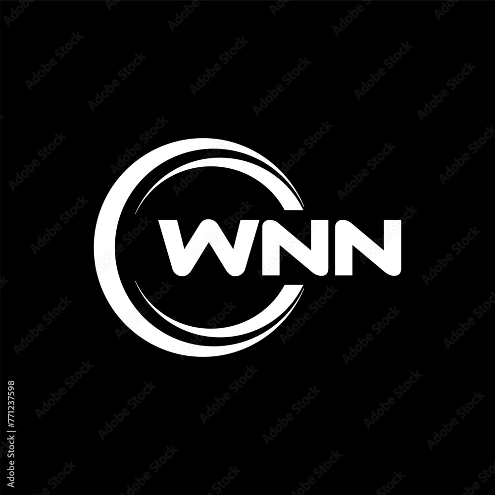 WNN letter logo design with black background in illustrator, cube logo ...