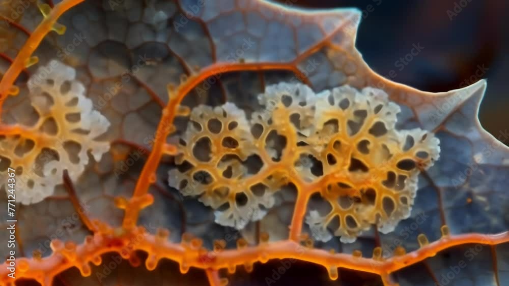 A highresolution image of a conidium spore settled on the surface of a ...