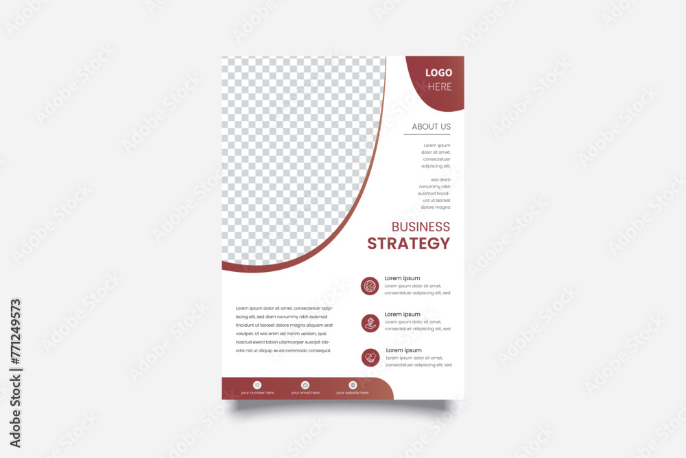 corporate flyer design template a4 size single page red color abstract ...