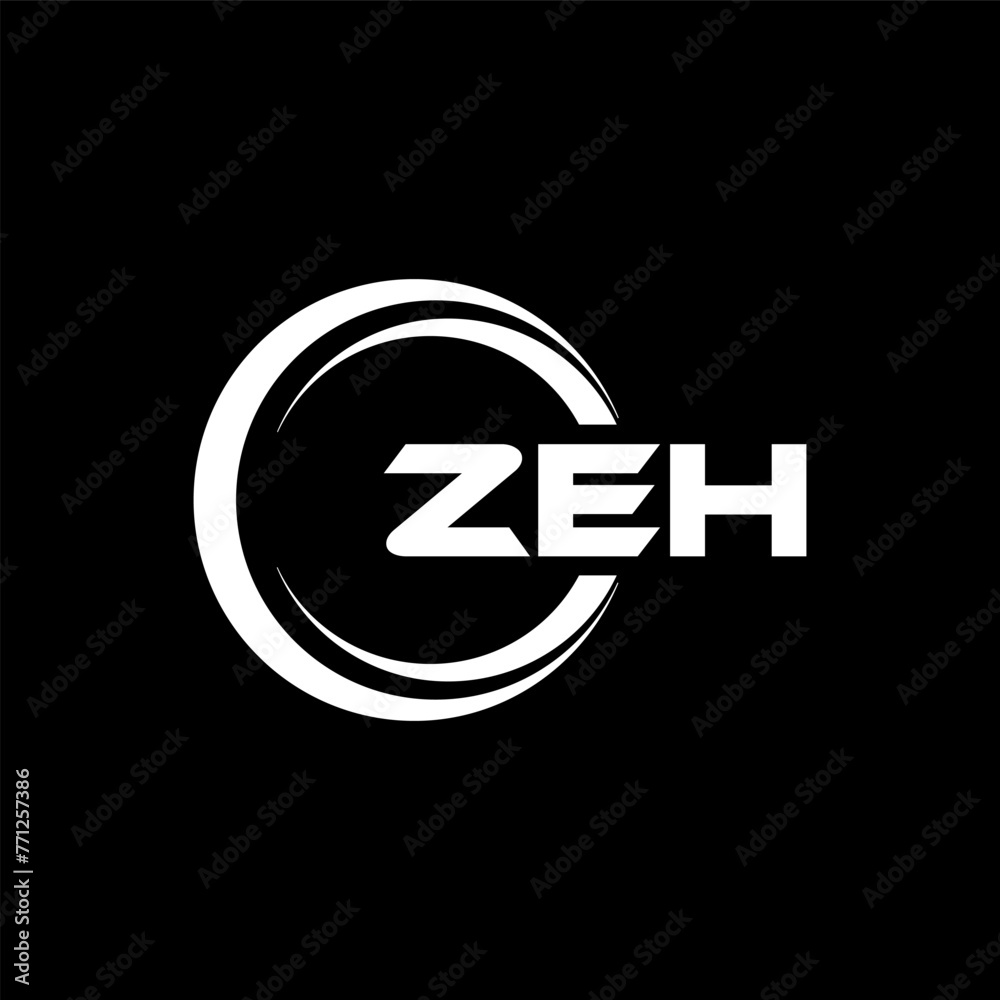 ZEH letter logo design with black background in illustrator, cube logo, vector logo, modern ...