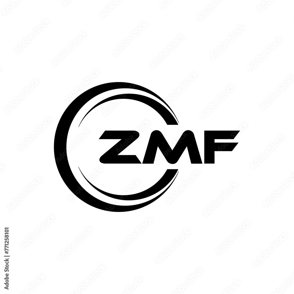 ZMF letter logo design with white background in illustrator, cube logo ...