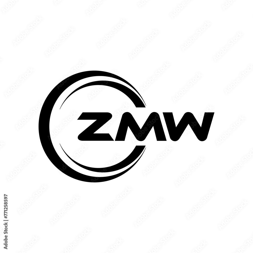 ZMW letter logo design with white background in illustrator, cube logo ...