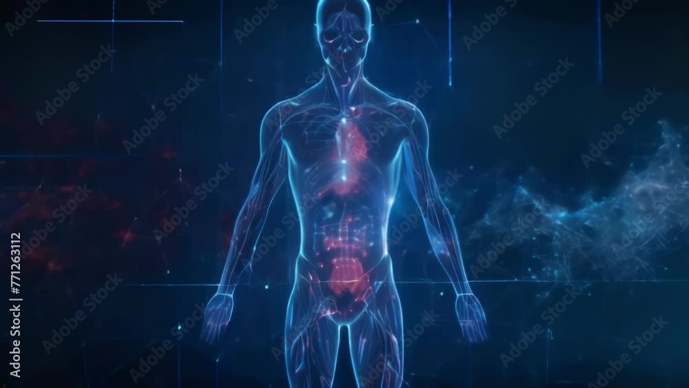 Explore a detailed computer-generated image of the human body ...