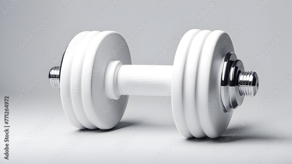 Wellness and Strength 3D White Dumbbell Fitness Template for Versatile ...
